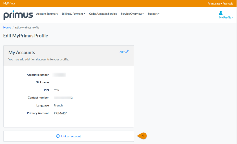 Manage account profile