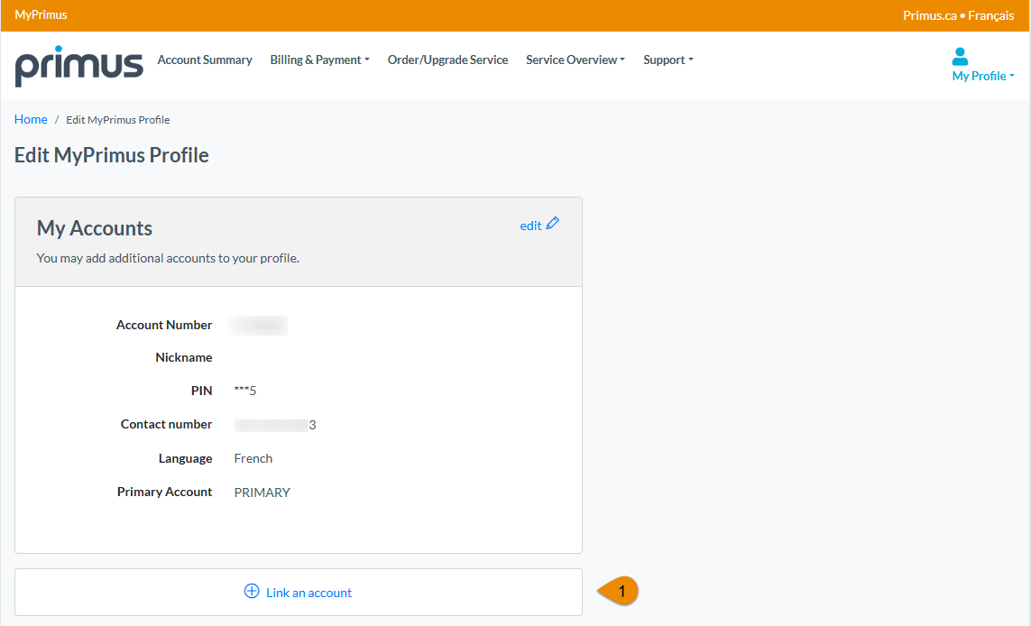 Manage account profile