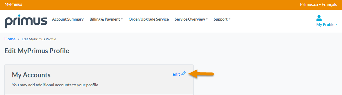 Manage account profile